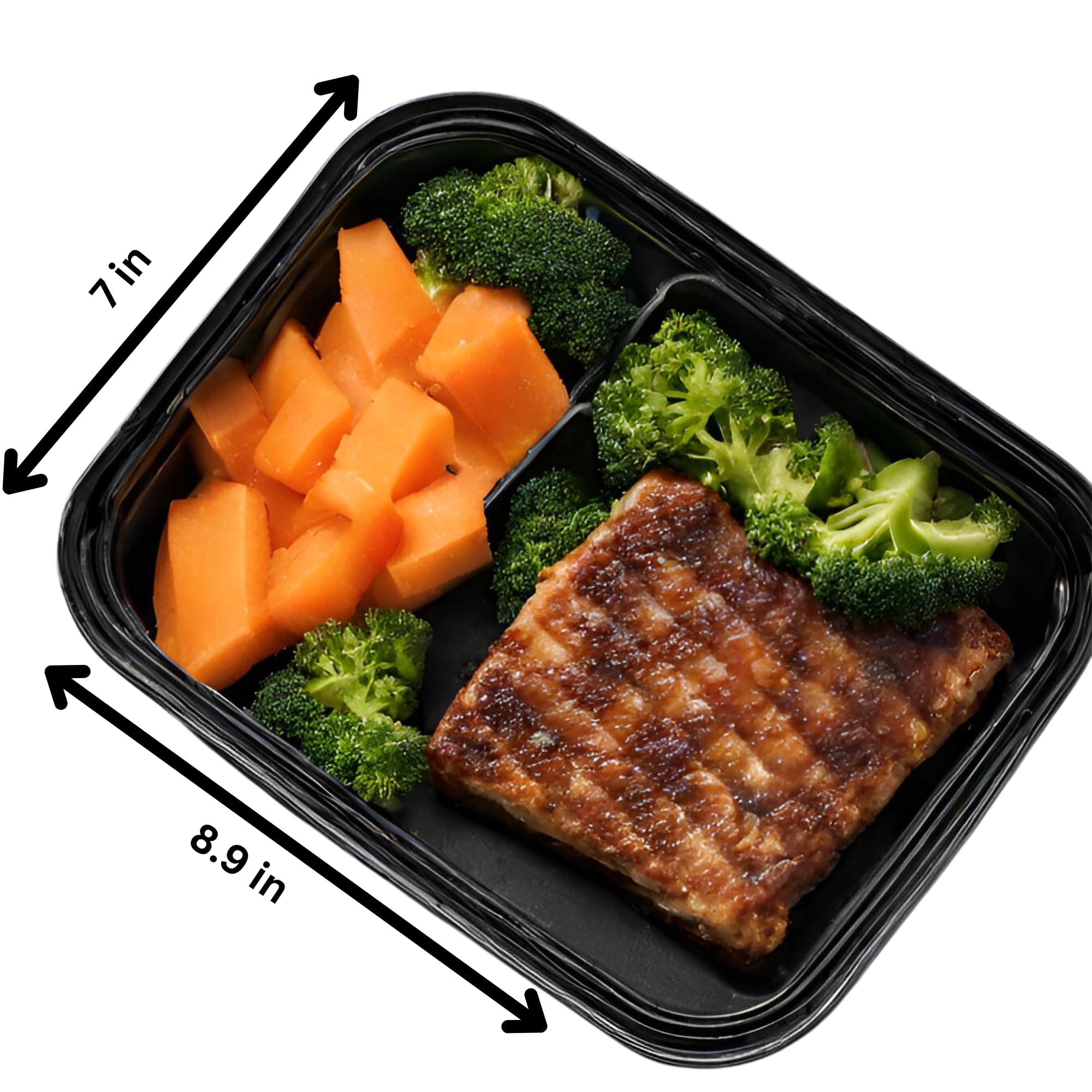 Generic BUHAYA Square Meal Prep Food Container with Lid, 48oz, 10 Sets/Pack - One Compartment Bento Box - Stackable - Freezer Safe Plastic Disposable Bento Boxes Ideal for Food Storage To Go, Black