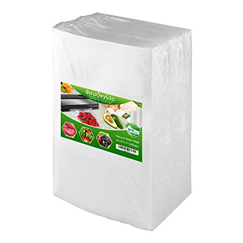 SurpOxyLoc 4mil100 Quart Size 8x12Inch Vacuum Freezer Sealer Bags for Food ,BPA Free, Heavy Duty Commercial Grade,Sous Vide Vaccume Safe,Universal Design Pre-Cut Bag and Work with Any Types Vacuum Sealer