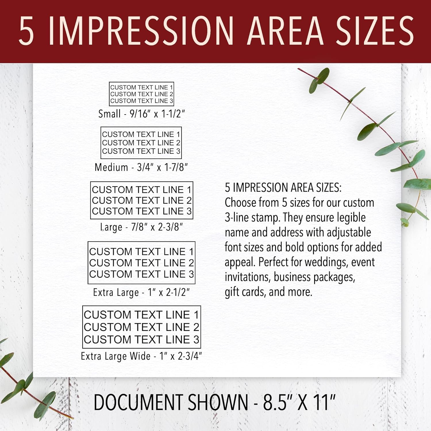 Custom Address Stamp - 5 Font Options - 3 Line Self-Inking Address Stamp - Up to 3 Lines of Customized Text | Multiple Ink Color Options