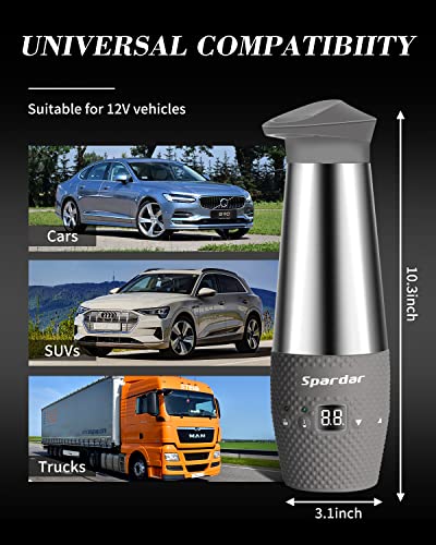 Spardar 12V Car Boiler Electric Travel Portable Kettle Fast Water Boiler Car Coffee Maker& Heater with LED Indicator Light for Water, Tea, Coffee and Milk