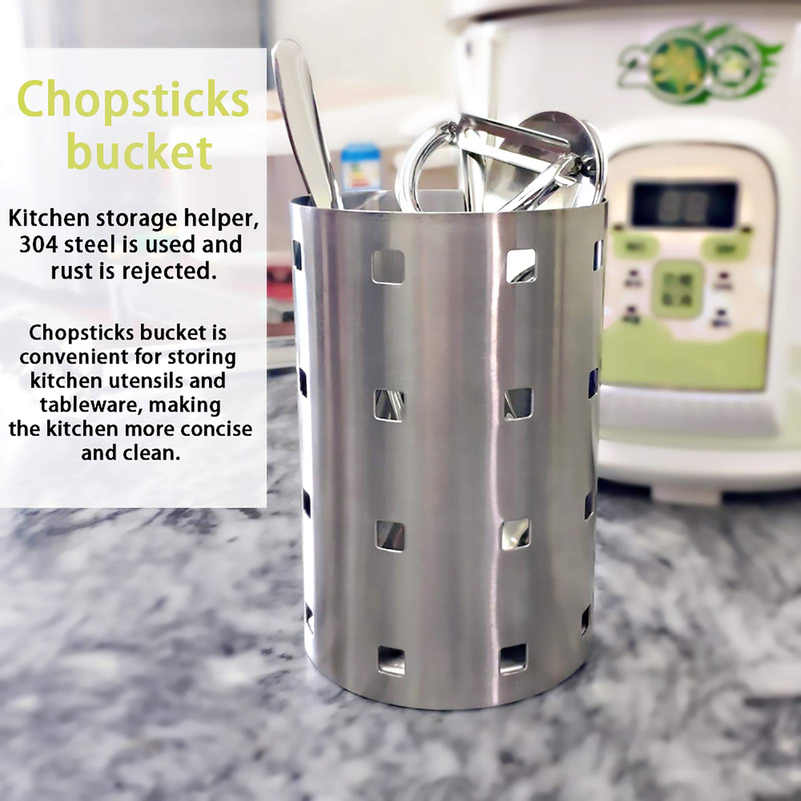 TangFuRen Utensil holder caddy for spoon Knife fork drying storage Cylinder Stainless steel Cutlery holder for kitchen and dining organizer