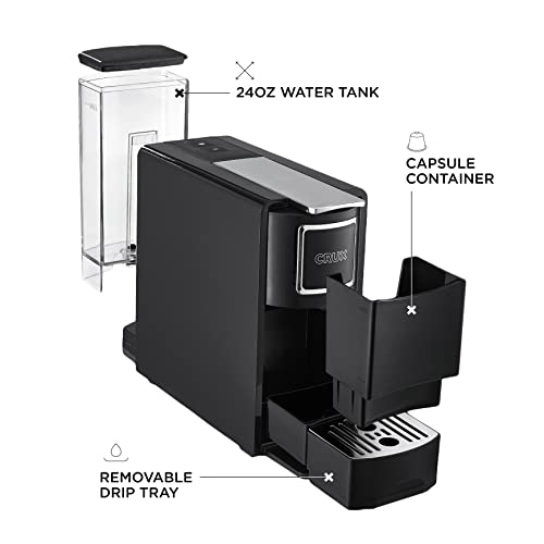 Crux Espresso Capsule Coffee Maker, Black & Silver