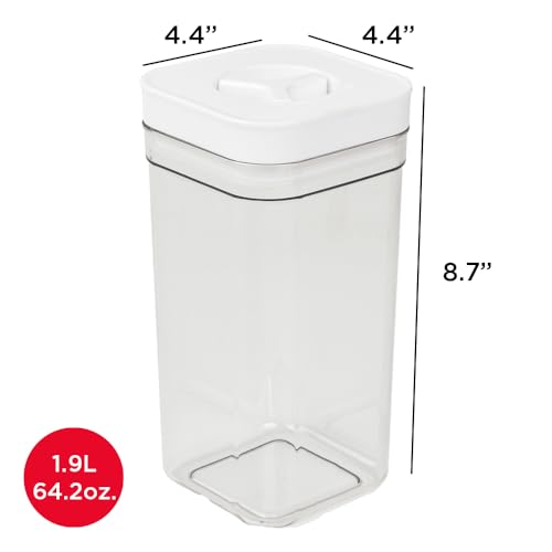 SharpChef Airtight Twist & Lock Food Storage Container with locking lid, Leakproof, Stackable, Kitchen Pantry Organization and Storage, Cereal, Snack, Flour, Sugar, Coffee, BPA-Free (2, 2L)