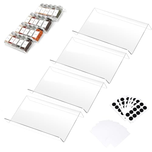 Vertexly Acrylic Seasonings Spice Rack,Acrylic Spice Drawer Organizer,4 Tier,for Drawer/Countertop,Organize and Display Your Spices,and Seasonings(Jars not included)