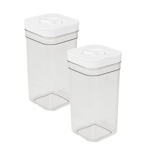 SharpChef Airtight Twist & Lock Food Storage Container with locking lid, Leakproof, Stackable, Kitchen Pantry Organization and Storage, Cereal, Snack, Flour, Sugar, Coffee, BPA-Free (2, 2L)