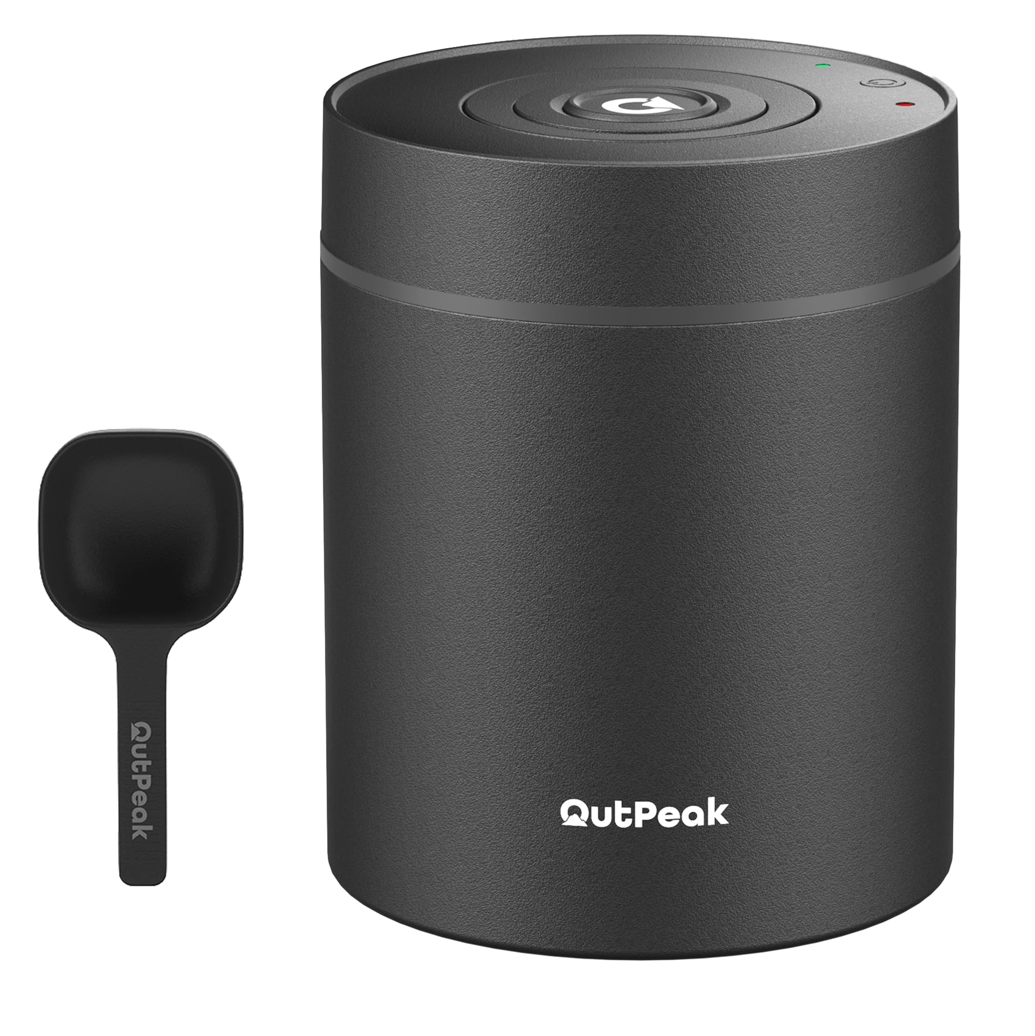 OUTPEAK Neo 2025 Kilo Auto Vacuum Coffee Canister, 1.5L Capacity for 17.6oz of Coffee Beans, One-Button Operation, Stainless Steel Coffee Storage Container for Barista, Gifting (Large, Matte Black)