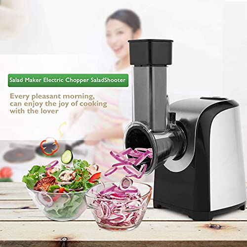 Electric Cheese Grater, Professional Salad Maker with 5 Stainless Steel Rotary Blades and One-Touch Control, 150W Electric Slicer Shredder Grater Vegetable Cutter for Fruit, Vegetables, Cheeses