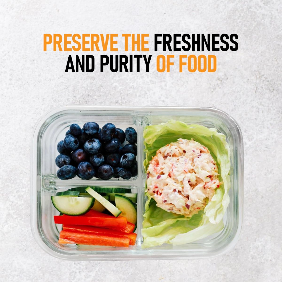 3-Compartment Glass Food Storage Containers with Lids for Lunch Storage, Glass Bento Box Set with Airtight Bamboo Lids - Great Mel Prep Containers for Lunch & Portion Control, 3 Pack, 31.5oz