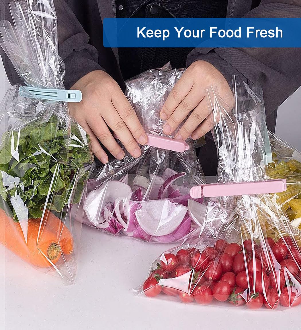30 Packs Bag Sealing Clips, Snack Bag Plastic Sealing Clip, Resealable & Washable Chip Clips(6.3 in, 4.7 in)