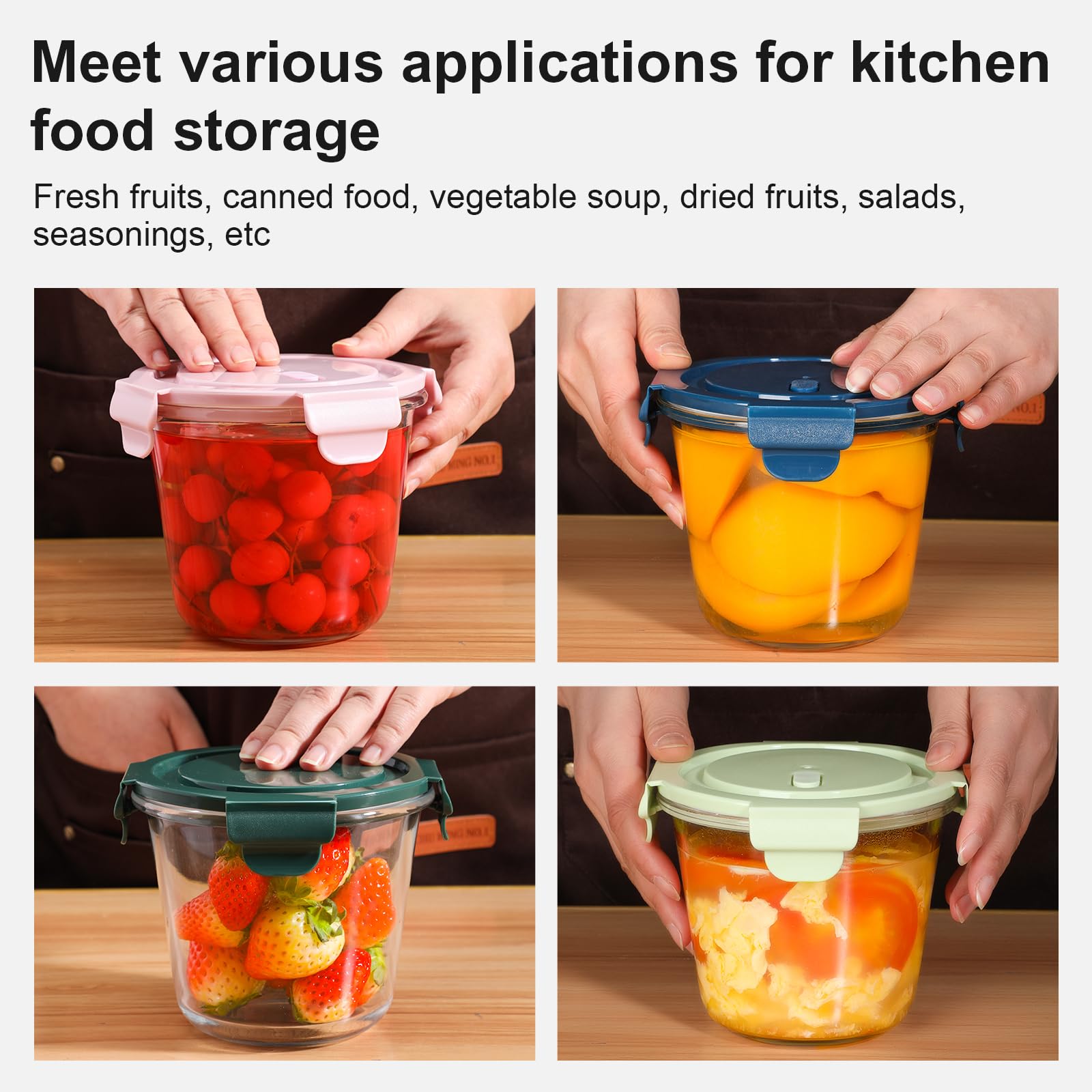 3-Cup/24 Ounce Glass Food Storage Containers, Round Glass Soup Container with Airtight Lids, Leak-proof Soup Stew Food Storage and Meal Prep Container, Microwave Freezer Safe, 1pcs