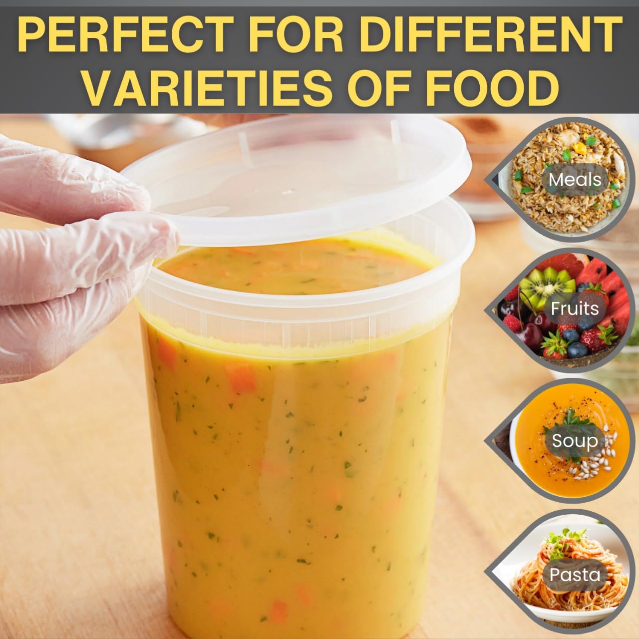Smygoods 32oz Plastic Deli Containers with Lids - 45 Pack, BPA Free, Leakproof, Stackable, Microwave and Freezer Safe, Clear, Food Storage Containers for Meal Prep, Lunches, Snacks