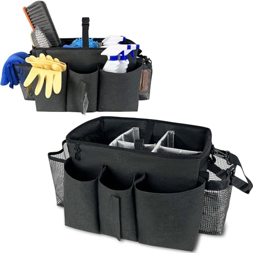 Wearable Cleaning Caddy Bag | Cleaning Supplies Organizer | Housekeeping Supply Caddy Bag | Cleaning Supply Tote with Handle Shoulder Waist Straps for Tote Tools Products Housekeepers Car Home House
