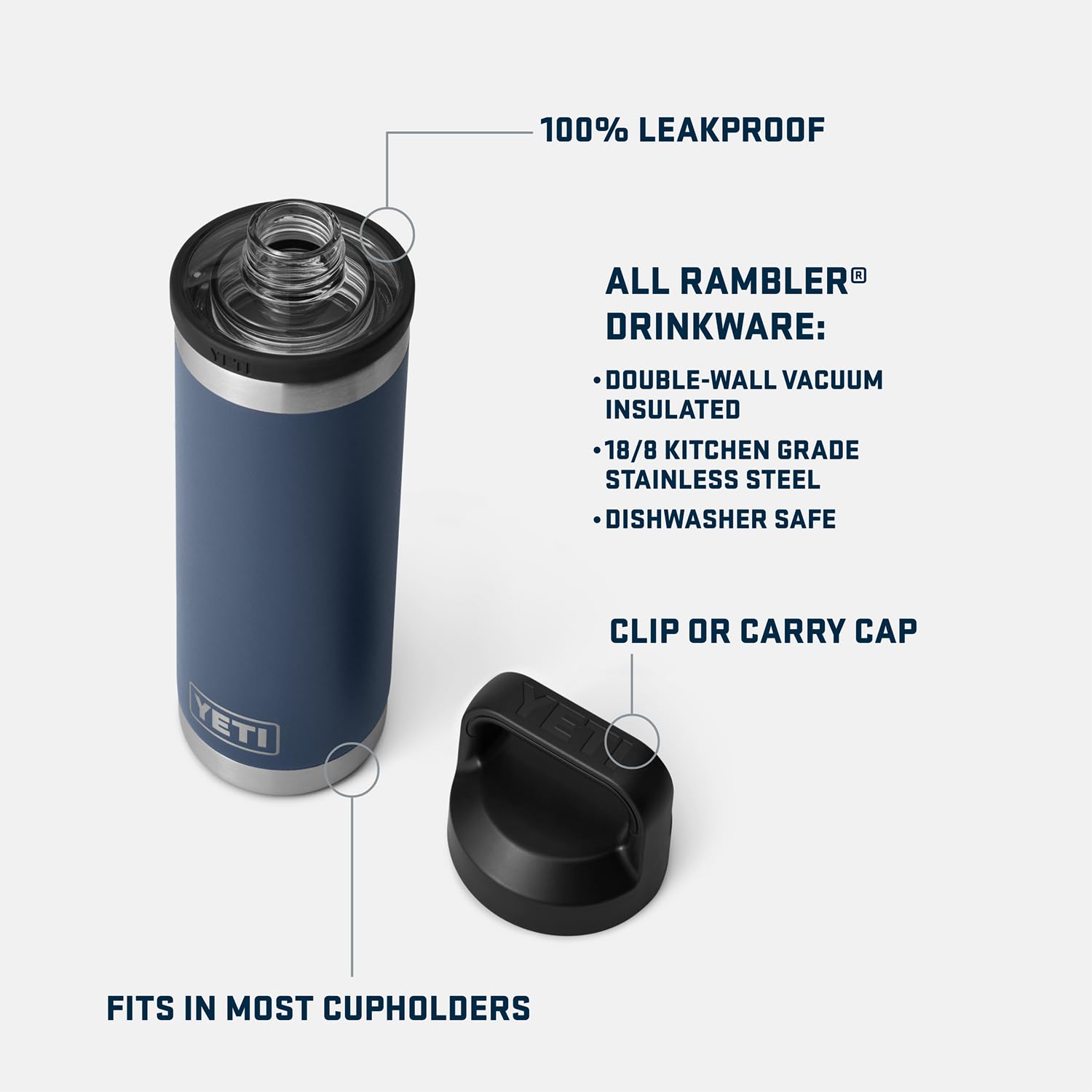 YETI Rambler 18 oz Bottle, Vacuum Insulated, Stainless Steel with Chug Cap, Nordic Purple