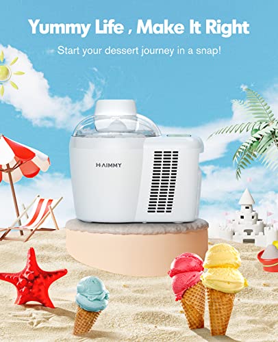 Ice Cream Maker Machine, Haimmy 700ml Automatic Electric Gelato Machine with 2 Modes, No Pre-Freezing Required, Keep Cool 4 Hours, Homemade Soft Serve Ice Cream Frozen Yogurt Sorbet Dessert Maker