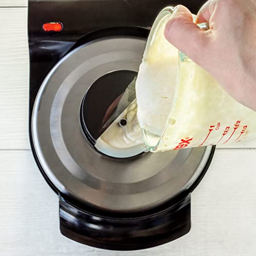 Stuffed Pancake Maker- Make a GIANT Stuffed Waffle or Pan Cake in Minutes- Add Fillings for Delicious Breakfast or Dessert Treat, Electric, Nonstick w Silicone Batter Funnel - Fun Holiday Kitchen Gift