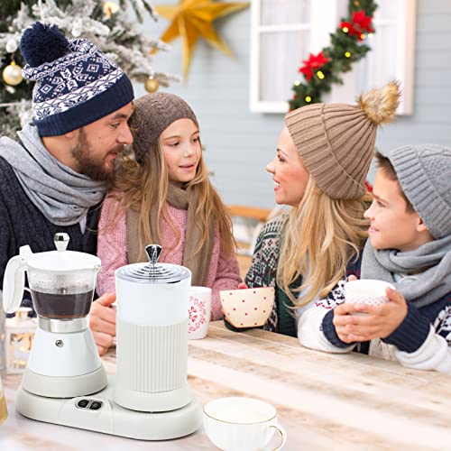 Hackvia Espresso Machine,Portable Espresso Coffee Maker and Cappuccino Latte Machine with Milk Frother,Espresso Maker with Steamer,2 in 1 Moka Pot for Home,Office and Travel,2-3 Cups,Aluminum