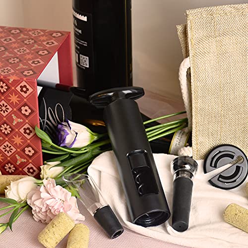 Lbsored Wine opener Set with Foil Cutter, Vacuum Wine Stopper and Wine Pourer wine Manual corkscrew wing corkscrew(4-in-1 Set)