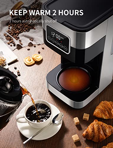 SHARDOR Coffee Maker, 10-Cup Programmable Drip Coffee Machine with Touch-Screen, Pause & Serve, Black & Stainless Steel