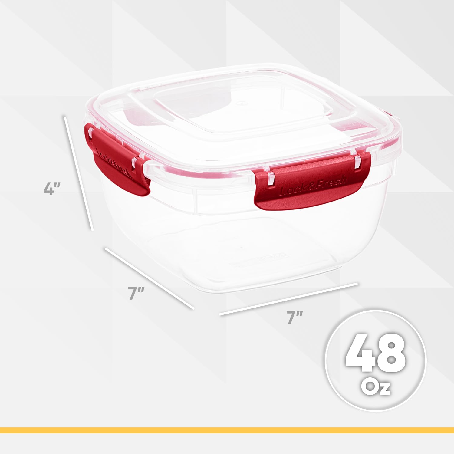 Superio Plastic Food Storage Container with Airtight Lid- 48 Oz, BPA Free, Leakproof, Stackable, Microwave, Dishwasher and Freezer Safe, Red