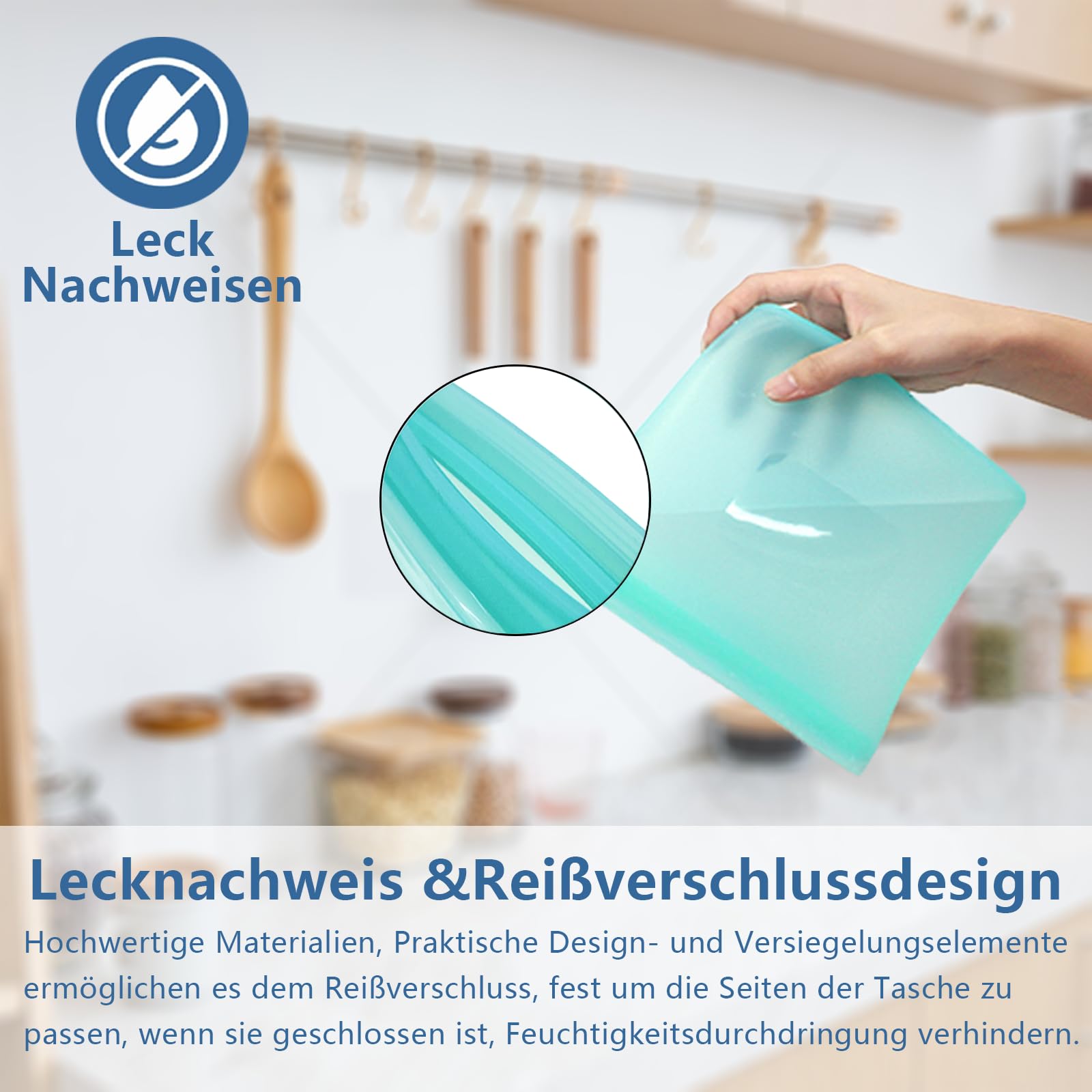 Kelina 1/2 Gallon Reusable Silicone Storage Bag,Food Storage Container Set,Microwave and Dishwasher Safe,Leak-free,Clear