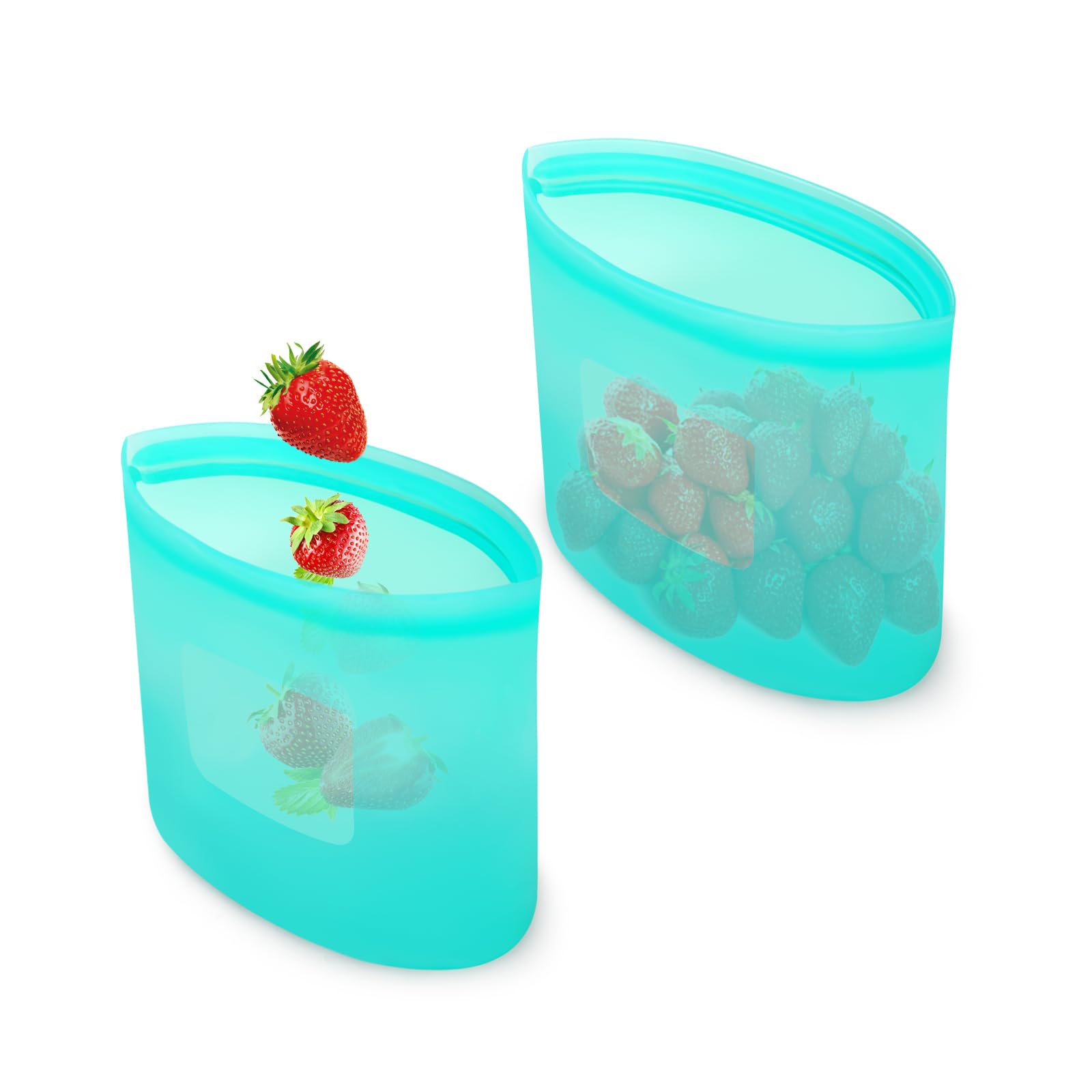 FIRAWER Reusable Silicone Food Storage Containers Bags, Dishwasher Safe, BPA Free, 8oz, Green, 2 Pack