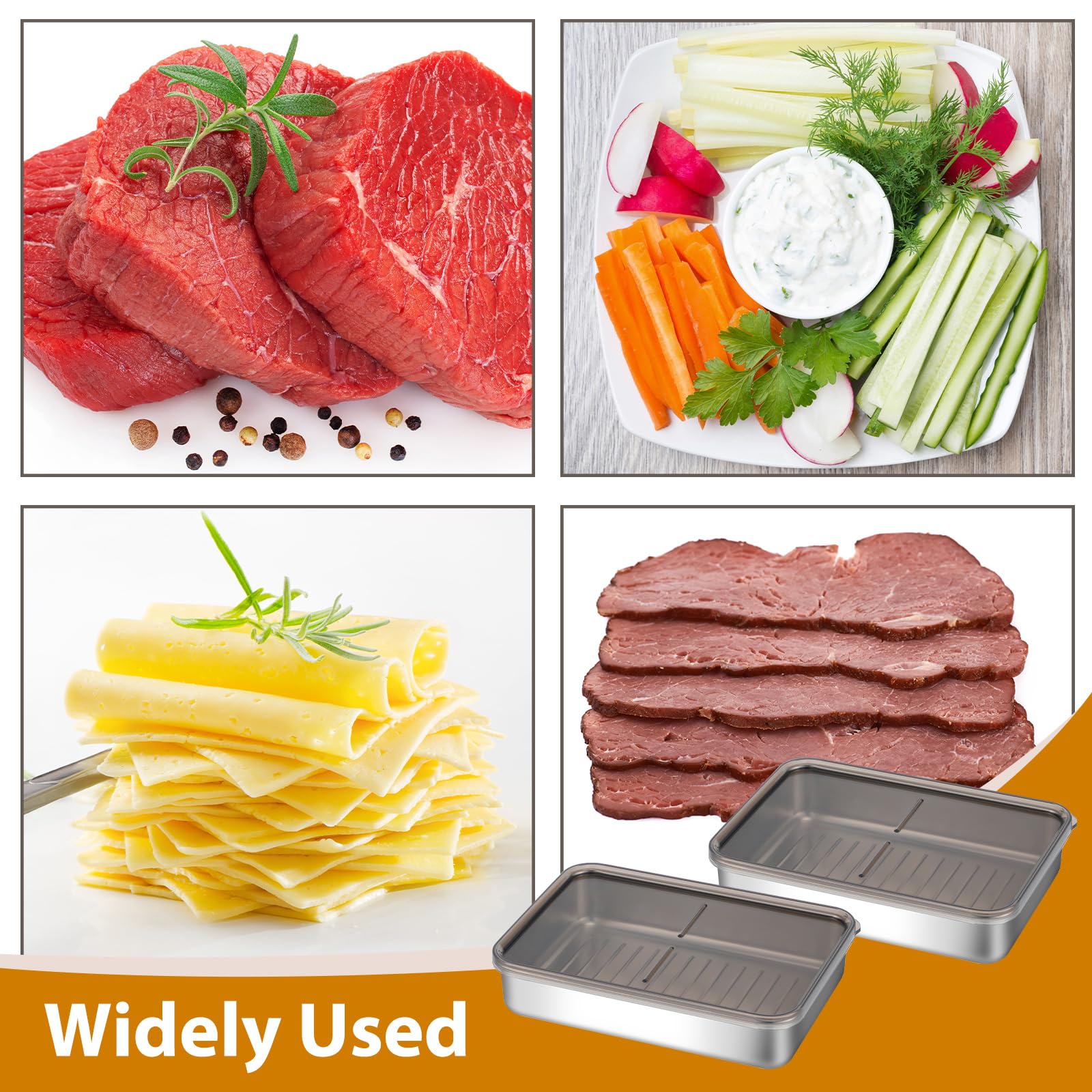 Layhit Cheese Container for Fridge Deli Meat Storage Containers with Lids Bacon Container for Refrigerator Dishwasher Safe Lunch Meat Container for Pantry, Counter, Refrigerator(4 Pcs)