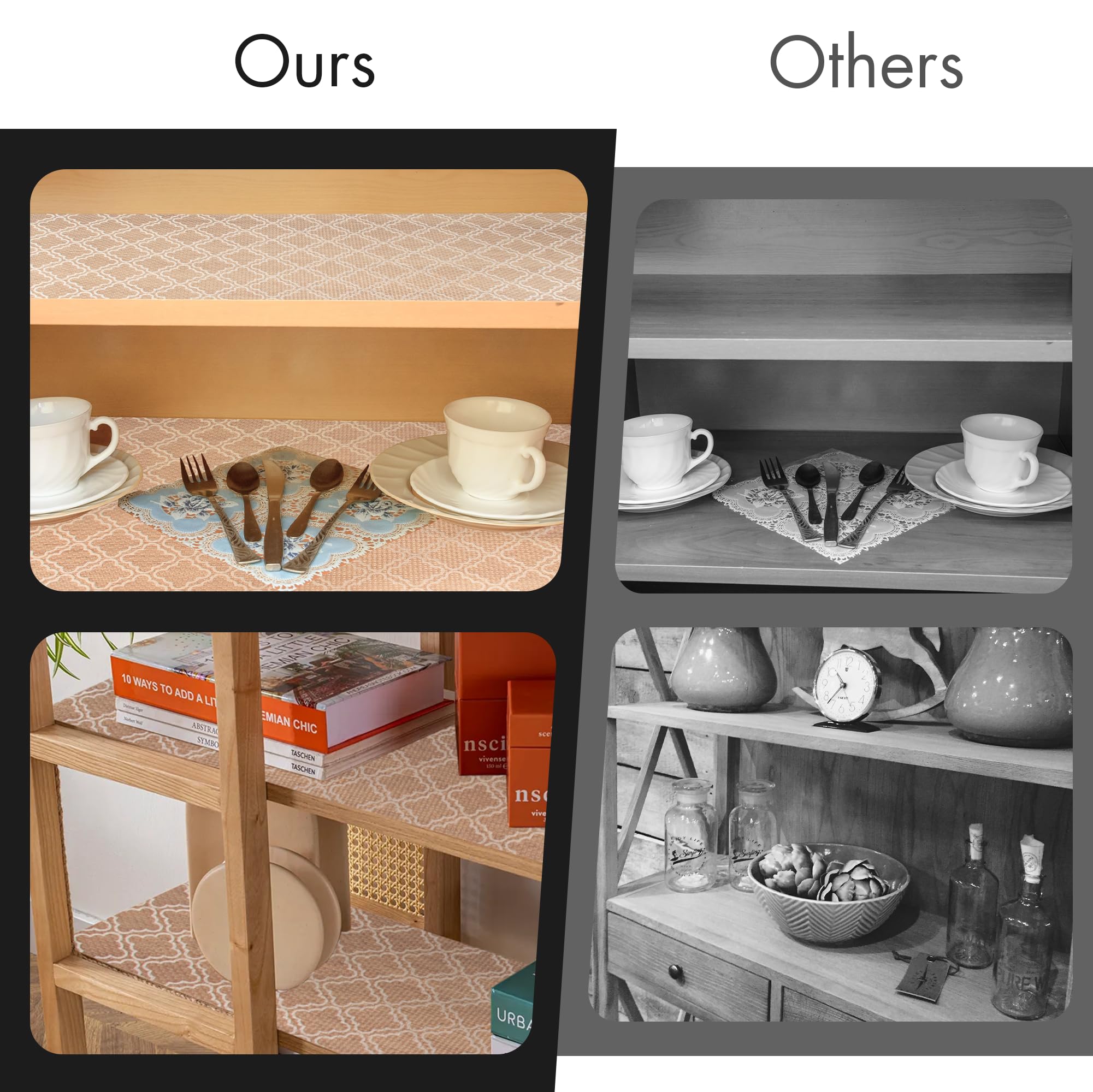 Cooyes Shelf Liner – Premium Cabinet Liner for Kitchen – Non-Slip Shelf Liners for Kitchen Cabinets – Waterproof Shelf Paper with Modern Pattern – Durable EVA Cabinet Liners