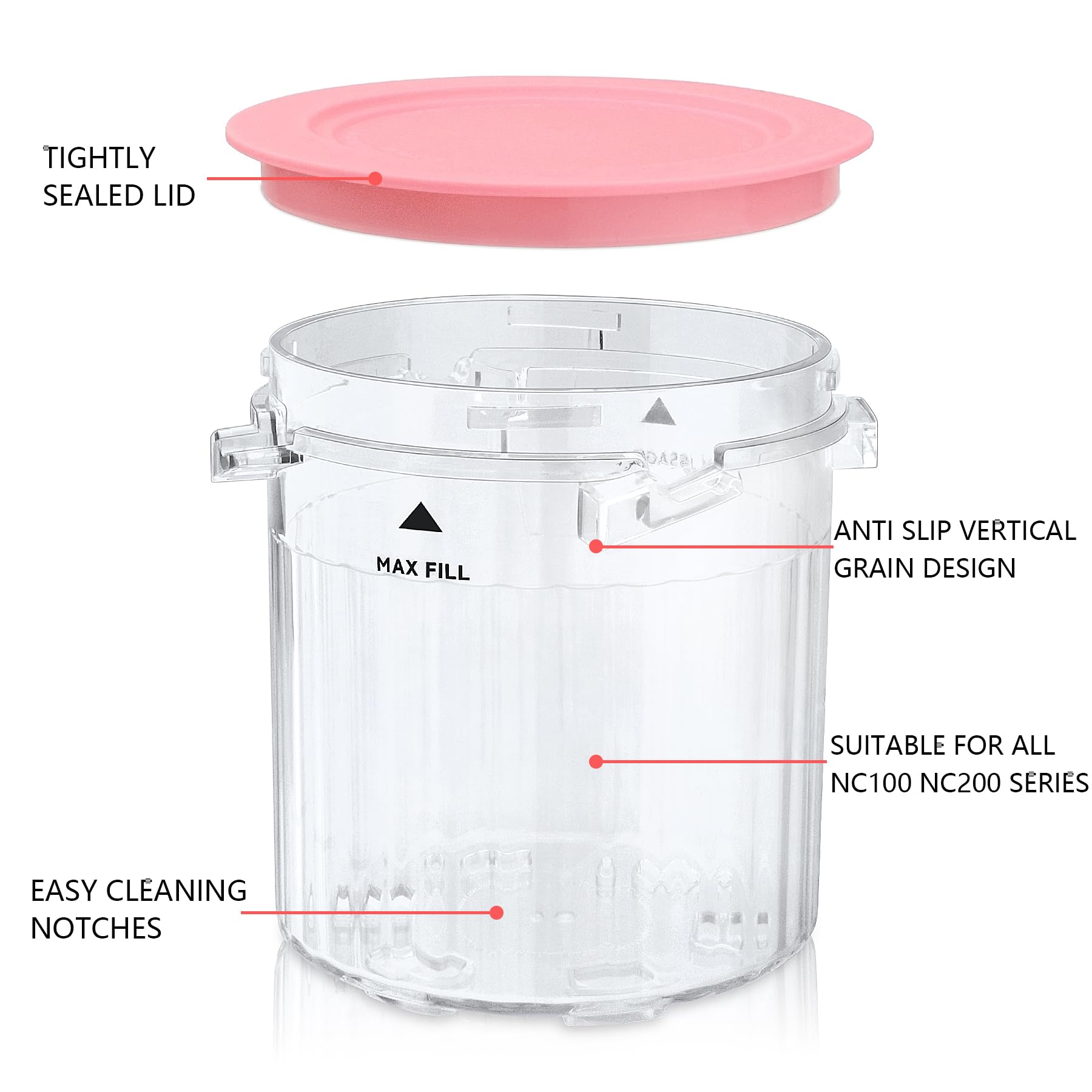 FOTRIC 16oz Ice Cream Containers Replacement for Ninja Creami Breeze Pints and Lids - 4 Pack, Compatible with NC100 NC200 NC201 CN205A Series, BPA-Free & Dishwasher Safe