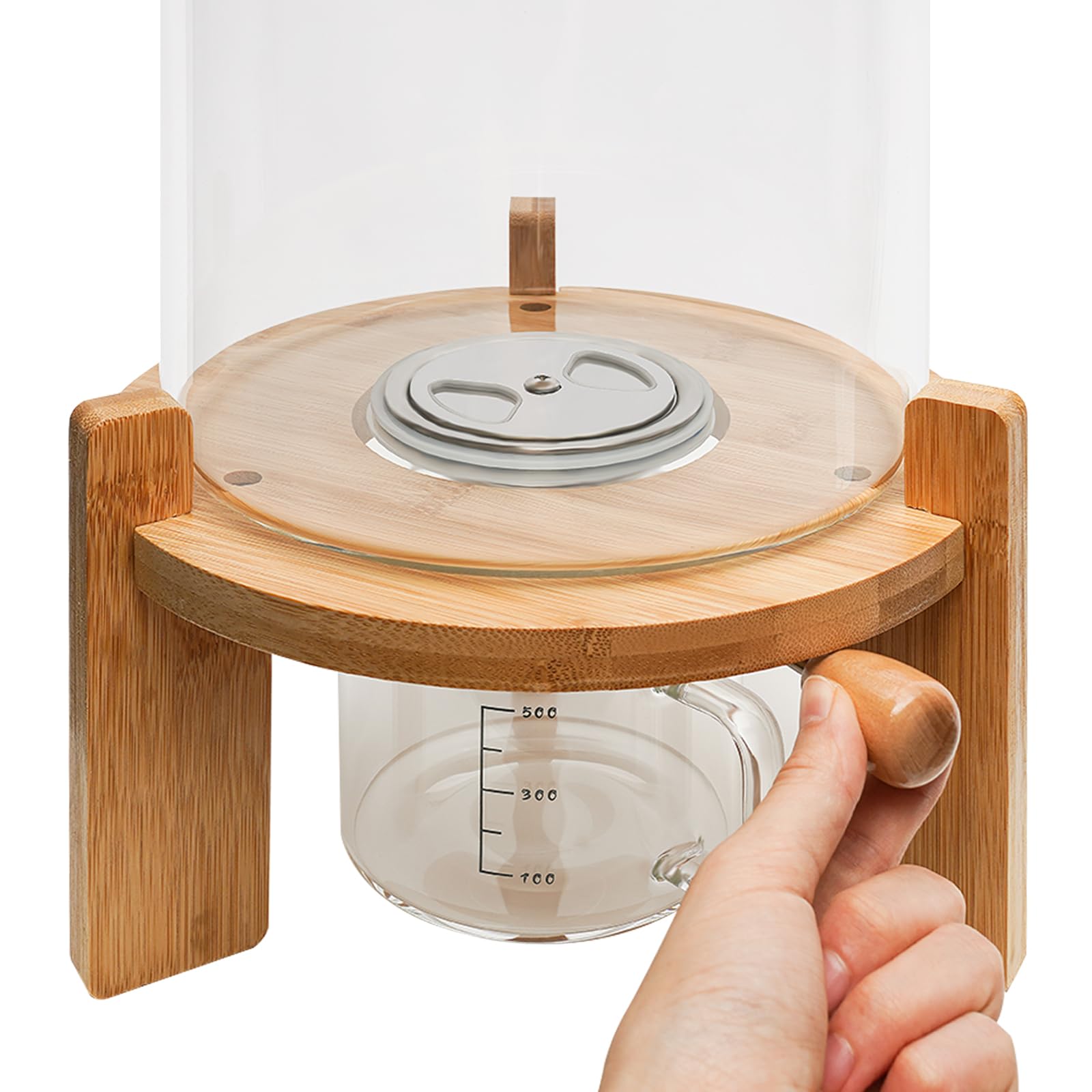 LINISHOP Rice Dispenser Grain Container Flour and Cereal Storage Dry Food Glass Bottle Container for Kitchen Organization w/Stand+Valve+Cup+Lid New (7.5L)