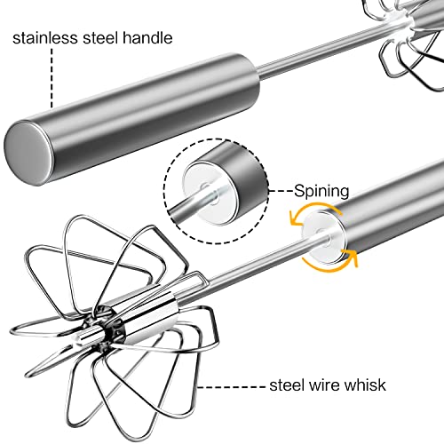 AmasSmileĀ® Stainless Steel Easy Whisk Frother, Semi Automatic Hand Push Whisk with Greater Mixing Power, Multipurpose as Coffee Frother, Egg Beater, Whisker, Stirrer(12in)