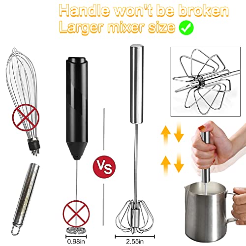 AmasSmileĀ® Stainless Steel Easy Whisk Frother, Semi Automatic Hand Push Whisk with Greater Mixing Power, Multipurpose as Coffee Frother, Egg Beater, Whisker, Stirrer(12in)