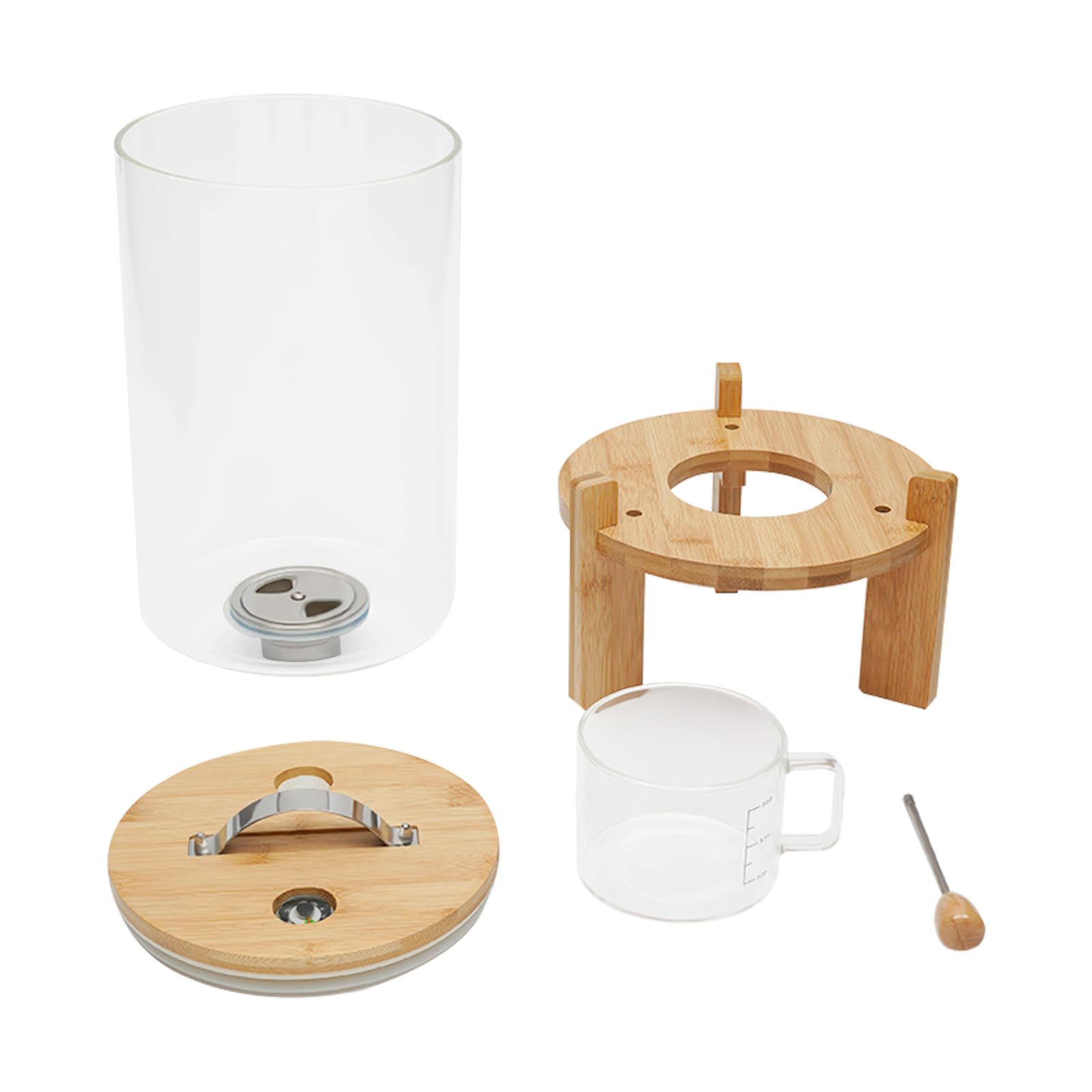 LINISHOP Rice Dispenser Grain Container Flour and Cereal Storage Dry Food Glass Bottle Container for Kitchen Organization w/Stand+Valve+Cup+Lid New (7.5L)