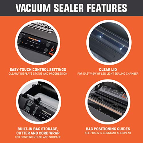 PrimalTek 12" Commercial Grade Vacuum Sealer - User Friendly for Food Savers, 26β Vacuum Pressure β Features an Auto Cooling System, Smart Heat Technology, and Vacuum Bag Positioning Guides