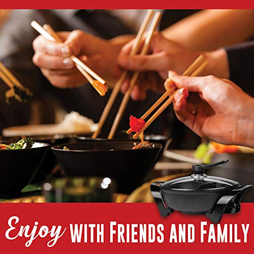 Brentwood SK-72BK Electric Non-Stick 6-Quart Shabu Pot with Divider, Black