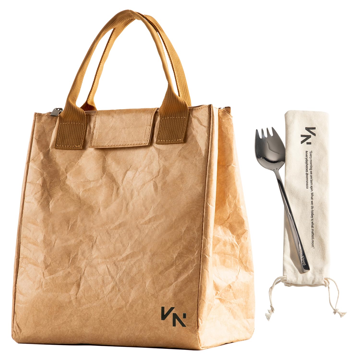 VonNova Lunch Bag Women, Lightweight and Water-Resistant Tyvek® Material, 1 Stainless Spork and pouch, Easy to clean Reusable Lunch Bag, Lunch box for Women, Lunch Tote, Insulated Lunch Bags for Women
