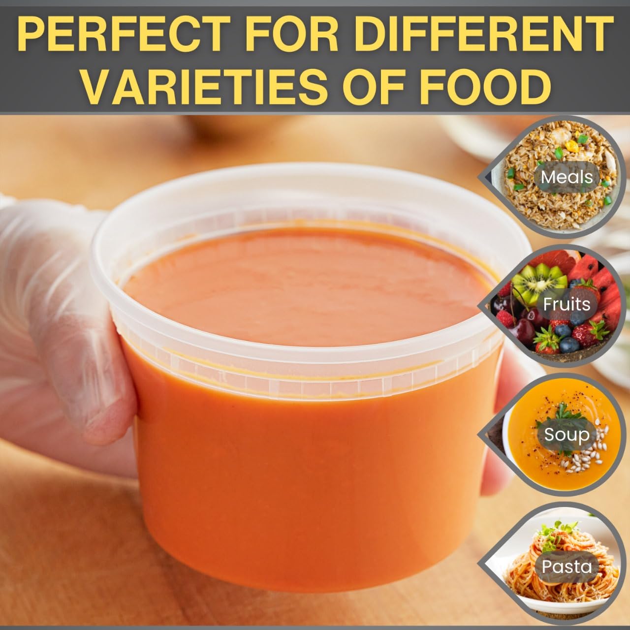 Smygoods 16oz Plastic Deli Containers with Lids - 20ct - BPA Free - Leakproof - Stackable - Microwave and Freezer Safe - Clear.