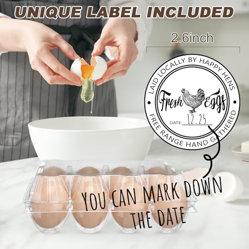 Zhanmai Plastic Egg Cartons for 12 Eggs with Sticker Labels Extra Large Duck Egg Tray Reusable Egg Container with Egg Carton Stickers Plastic Egg Holder for Refrigerator Family Market(120 Pcs)