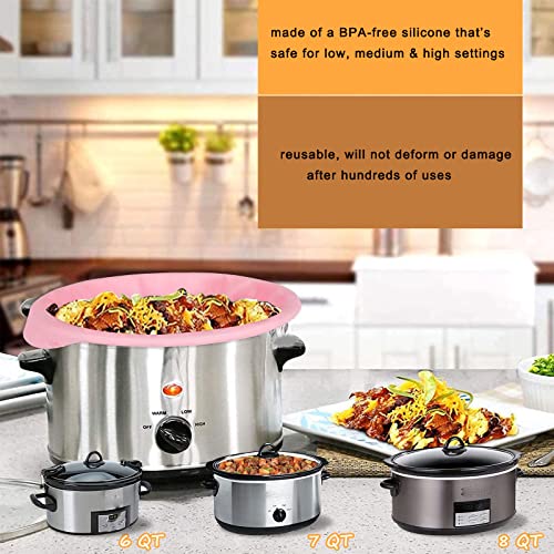 MEQUER Silicone Slow Cooker Liner Compatible with Slow Cooker Crockpot, BPA Free Insert Liners for Oval or Round Pot, Reusable & Leakproof Silicone Divider Fits 6 to 8 Quarts Slow Pot