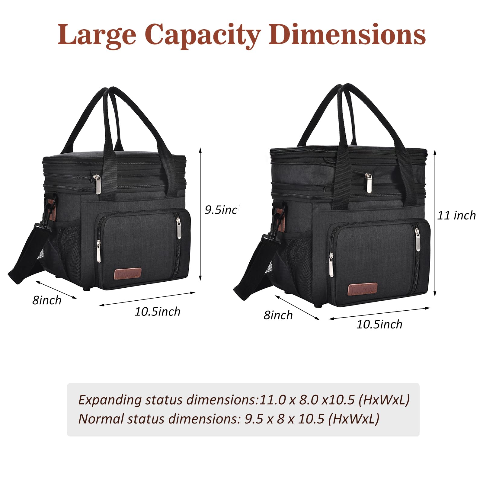 BAGNN Lunch Box & Lunch Bag for Men Women, Large Insulated Adult Lunch Box Leakproof Lunchbox Cooler Bag for Work Picnic Beach,16L, Black