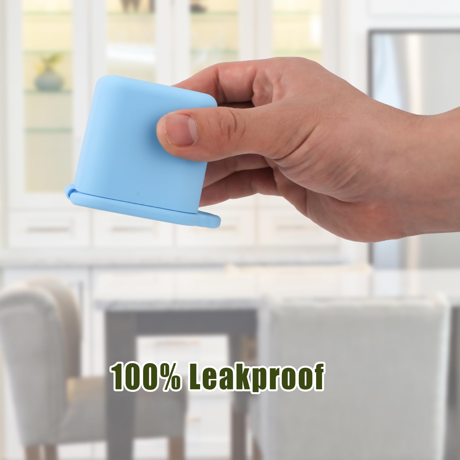 2pcs Dips Containers for Lunch Box, 4oz Leak-Proof Salad Dressing Containers Dipping Sauce Cups Silicone Condiment Containers with Lids for Kids School Picnic Travel (Blue, Green)
