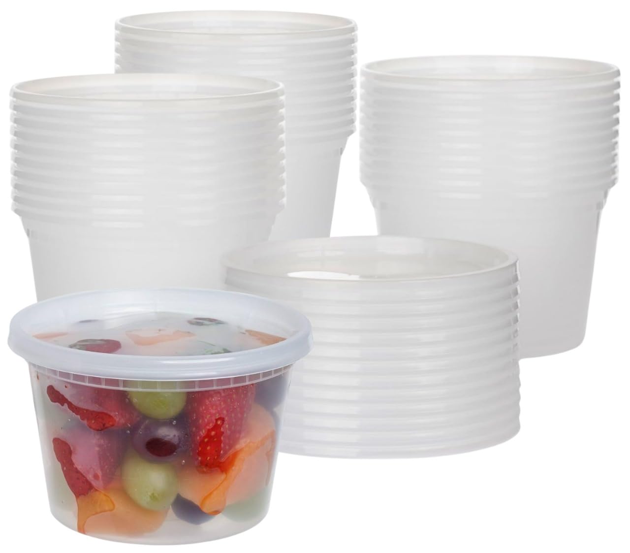 Smygoods 16oz Plastic Deli Containers with Lids - 20ct - BPA Free - Leakproof - Stackable - Microwave and Freezer Safe - Clear.
