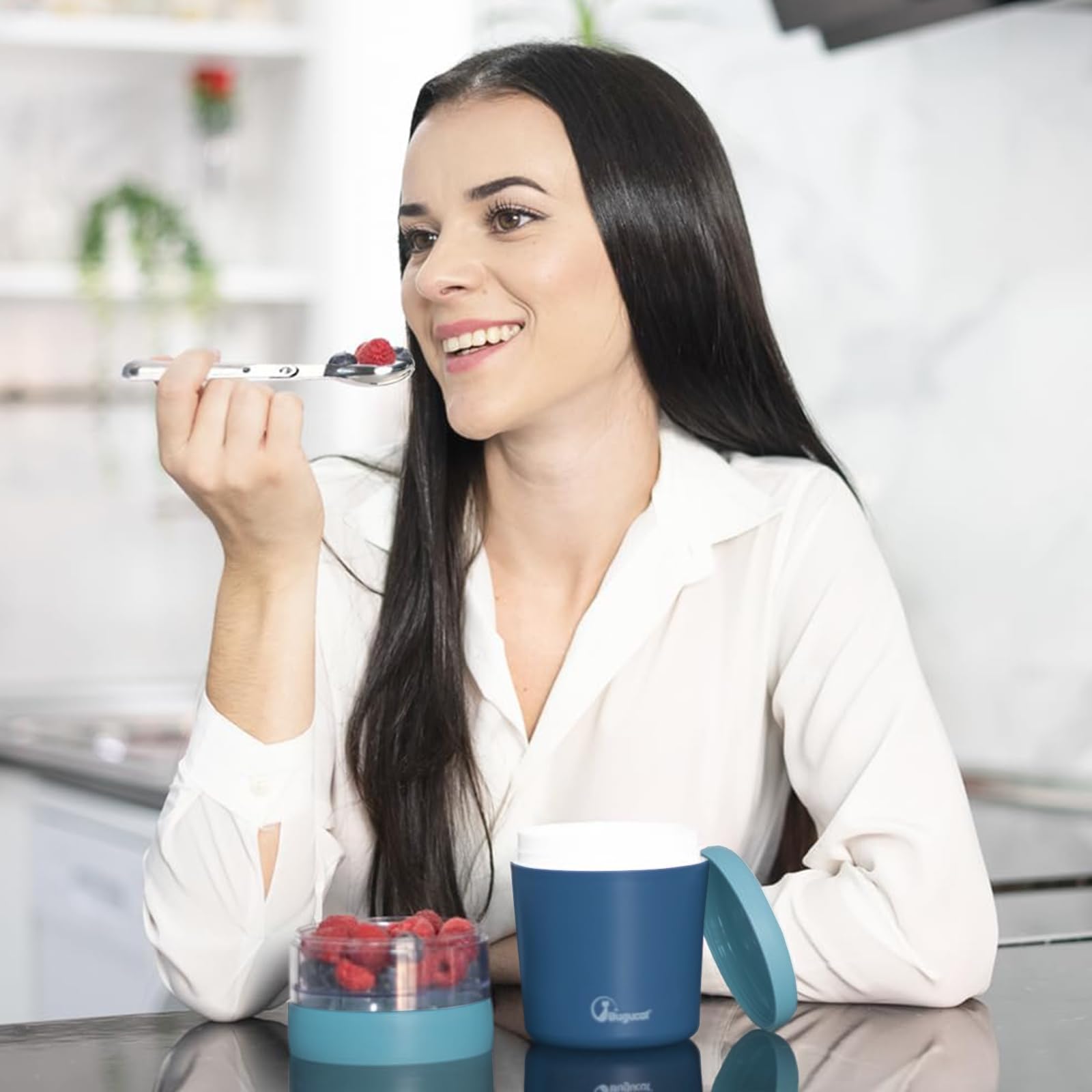 Bugucat Overnight Oats Containers with Lids,Snackle Box Container,500ml+150ml Yogurt and Fruit Holder Cereal Cup to Go with Lids and Spoon, Reusable Portable Cup Cereal Cup with Salad Container