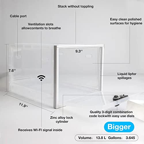 Lockable Storage Box, Medication Lock Box for Food, Medication, Phone Safety, Transparent Locking Medicine Box Container for Kitchen, Home, Office, 11.9 * 9.3 * 7.6inches Clear Storage Bin