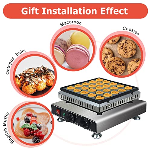 Multifunction Mini Pancakes Maker Machine,Commercial Electric Dutch Pancakes Baker Maker,25PCS Muffin Iron with 2 Interchangeable Nonstick Baking Plates for Home,Restaurants,Kitchen,Snack Bar…