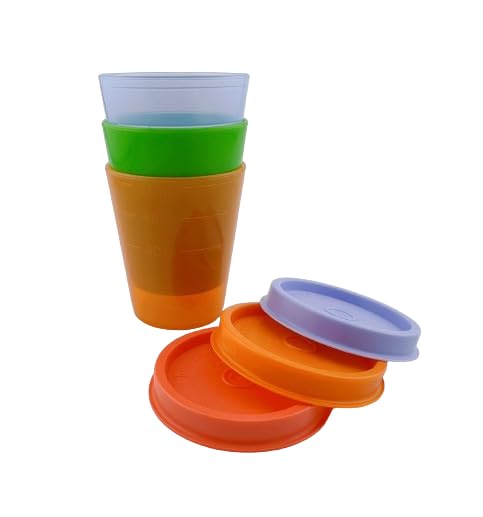 Tupperware Tupper Minis 2oz / 60ml Midgets Container Set of 3 in Lavender Green Orange Color