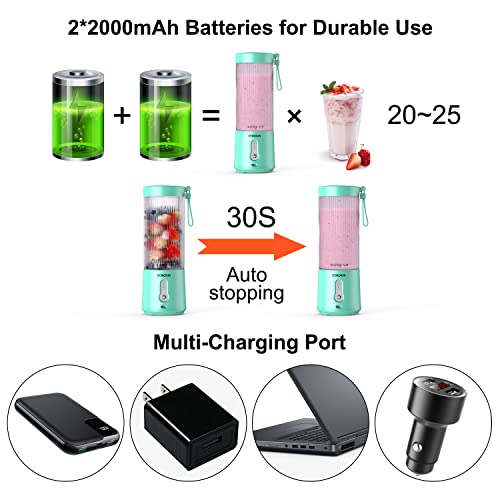 Portable Blender, Personal Size Blender for Smoothies and Shakes,USB Rechargeable Mini Blender Fresh Juicer Cup with Stronger Motor Household Fruit Mixer for Kitchen,Home,Travelā¦