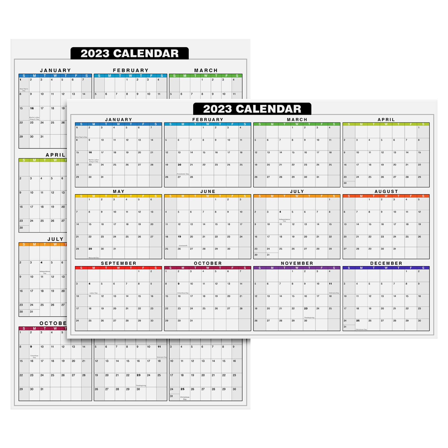 2023 Full Desk Calendar - 11 x 17β Large Size 12 Month Planner - 2 Sided Vertical/Horizontal Reversible - Printed on Thick and Durable 80lb Cardstock (216 GSM) - 2 Per Pack