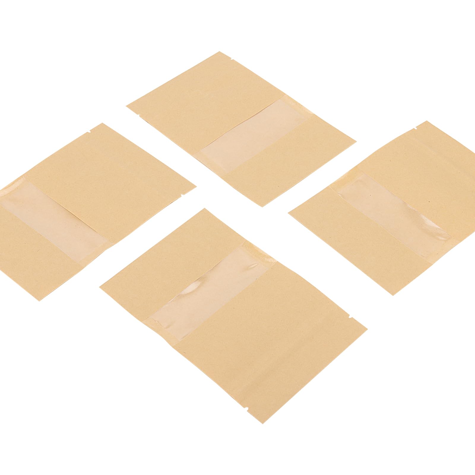 SHEUTSAN 200 Pack 4 x 6 Inch Kraft Zip Lock Pouch with Window, Brown Stand Up Pouches Bags, Resealable Bag for Dry Food, Snack