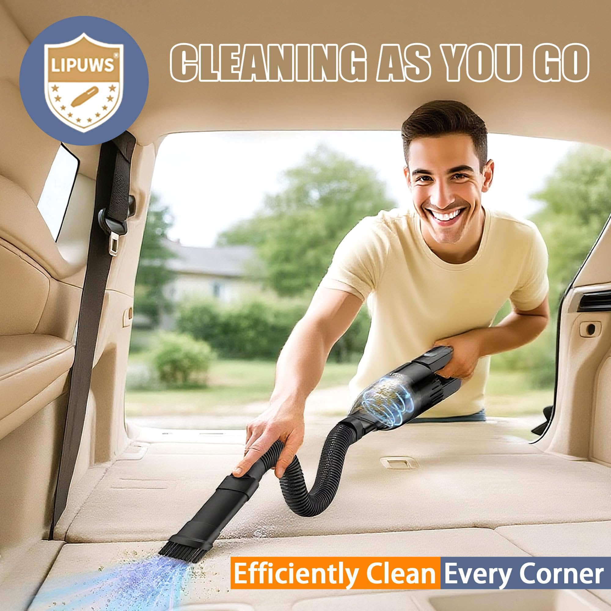 LIPUWS Mini Protable Car Vacuum Cordless,Handheld Vacuum for Quick Cleaning, Hand held vacuuming, Dust Buster Cordless Rechargeable for Car Home and Office