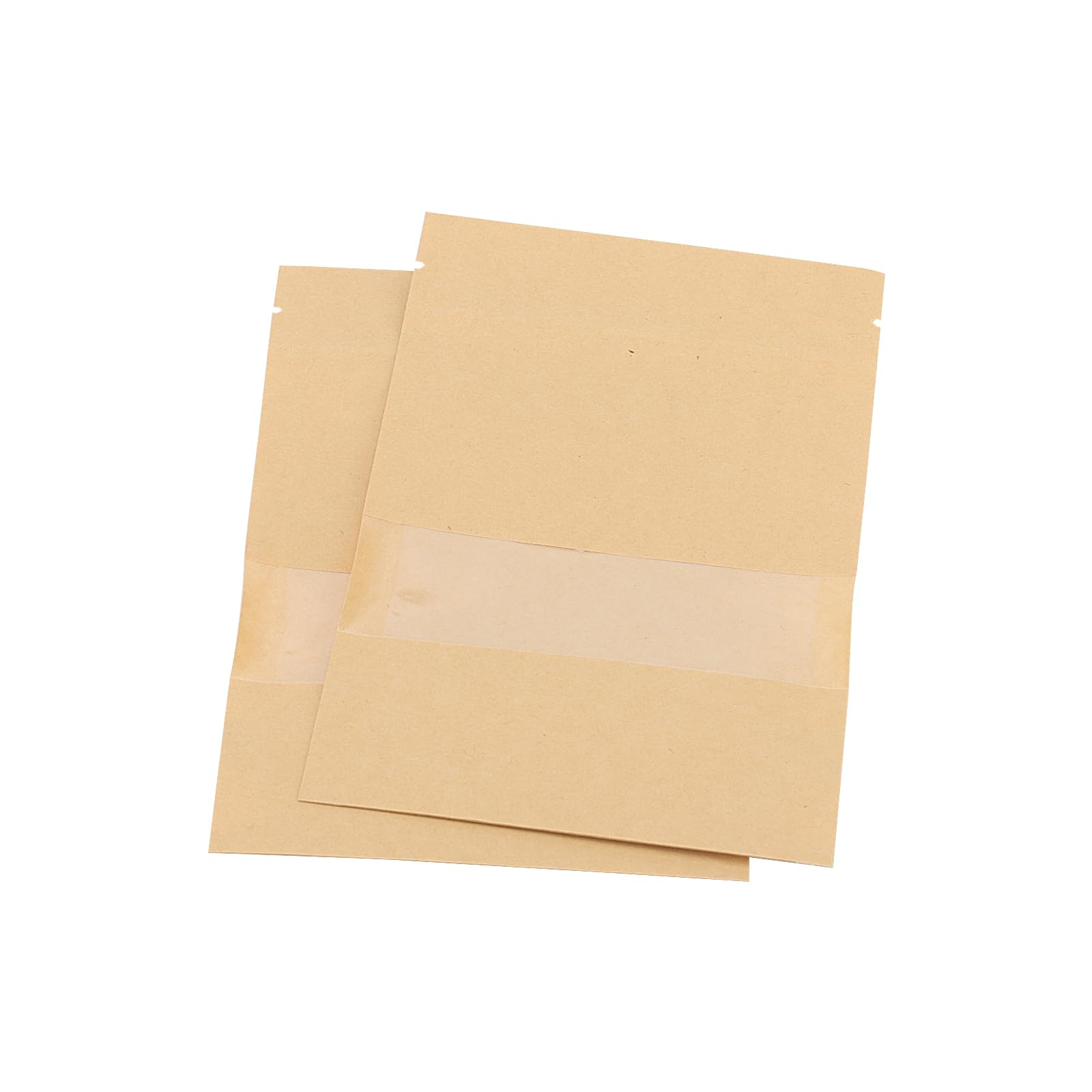 SHEUTSAN 200 Pack 4 x 6 Inch Kraft Zip Lock Pouch with Window, Brown Stand Up Pouches Bags, Resealable Bag for Dry Food, Snack